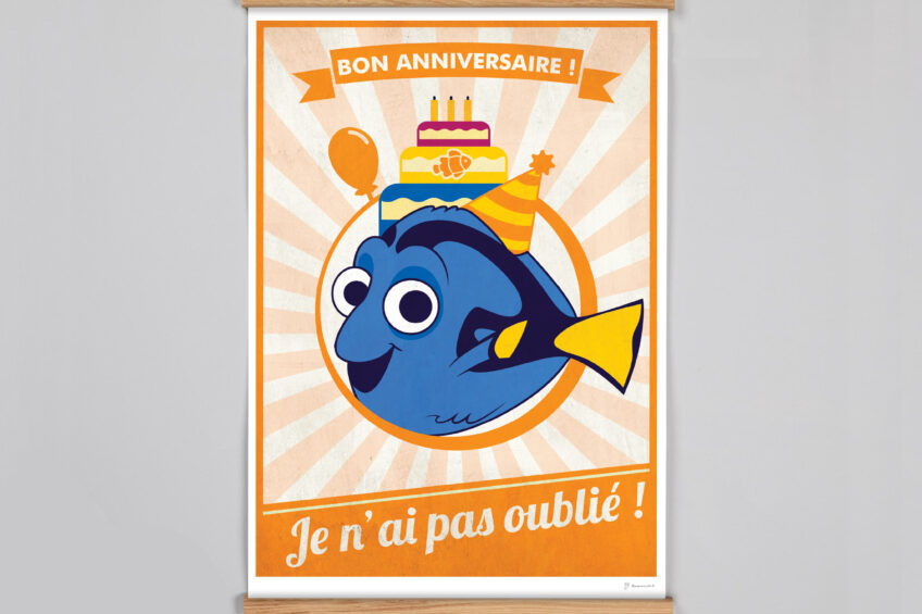 Poster carte Anniversaire – Dory, Le monde de Nemo - flavie-moulin.fr